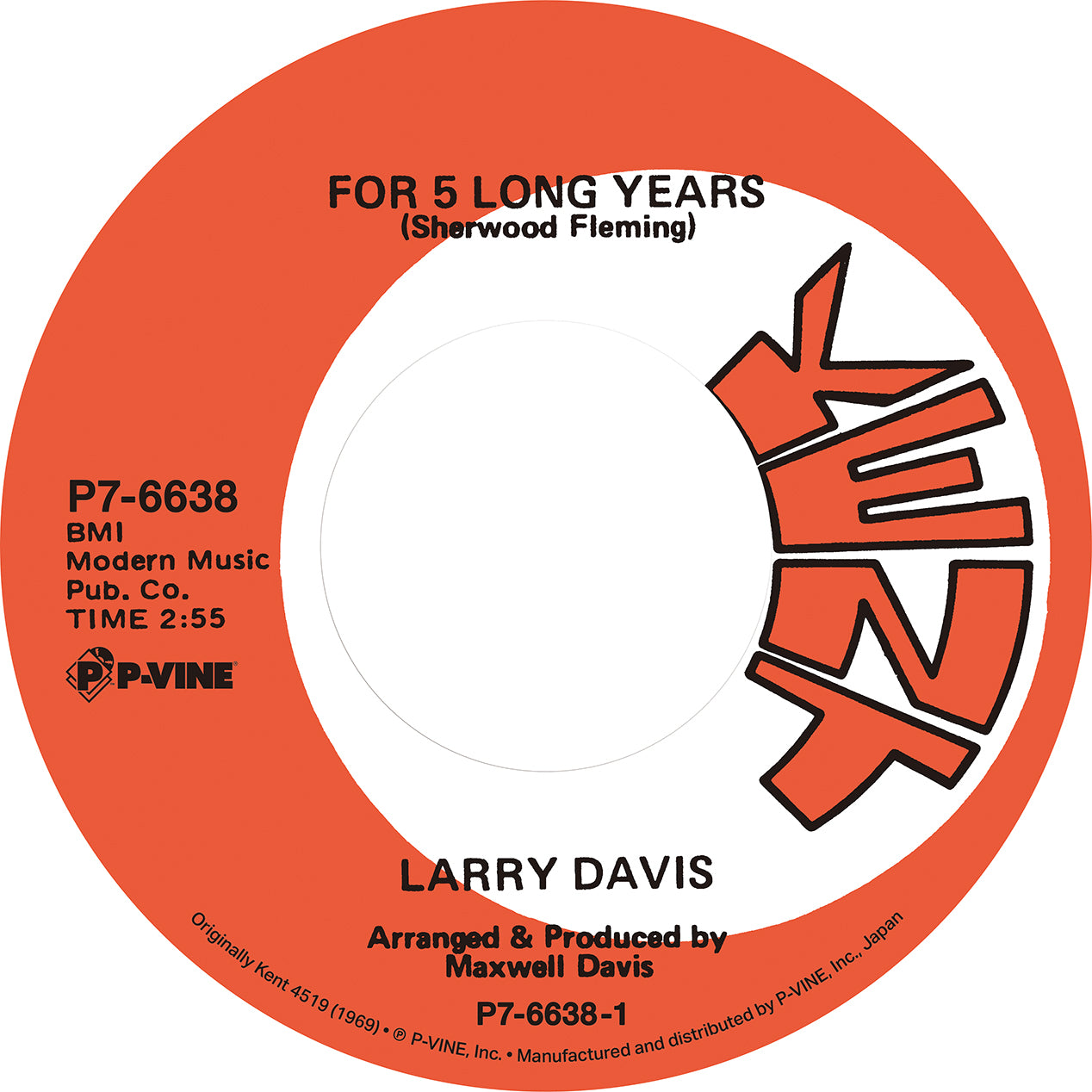 LARRY DAVIS『For 5 Long Years c/w I've Been Hurt So Many Times』7inch